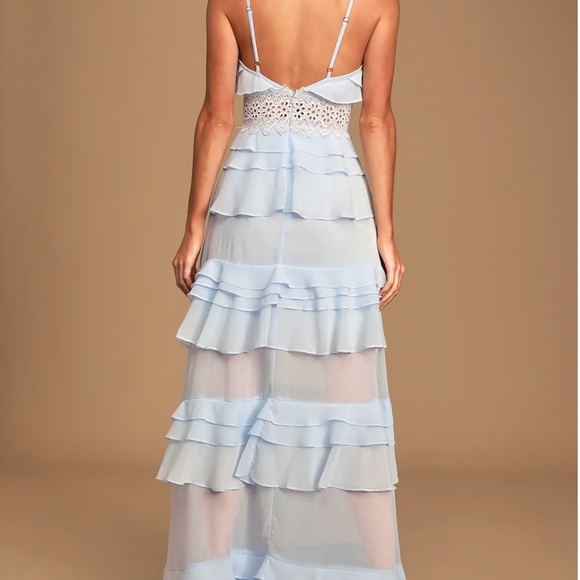Lulus | Dresses | Frill Of A Lifetime Light Blue Tiered Ruffle Chiffon ...
